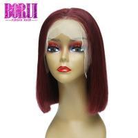 China Wine Color Straight Bob Wig Brazilian Full Cuticle for sale