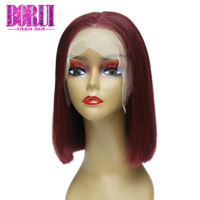 China Wine Color Straight Bob Wig Brazilian Full Cuticle for sale