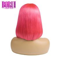 China Brazilian Colored Bob Wig , Rose Red Wig13*4 Virgin Hair Full Cuticle Aligned for sale