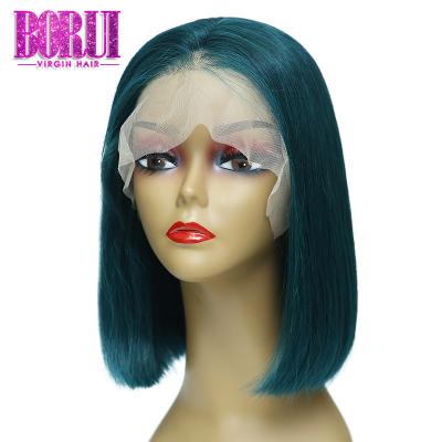 China Green Colored Bob Wigs 180% Density Straight Short Dark Brazilian 10A Grade for sale