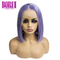 China Straight Light Purpple Short Bob Wig 180% Density Brazilian Soft Smooth for sale