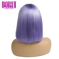 China Straight Light Purpple Short Bob Wig 180% Density Brazilian Soft Smooth for sale