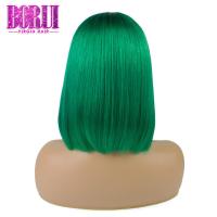 China Straight Short Green Bob Wig Brazilian Lace Frontal Bob Wig Length 8-14'' for sale