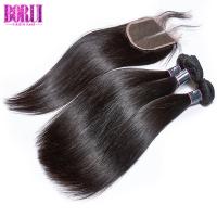 China Straight Wave Brazilian Virgin Human Hair Bleached Knot 100% Human Hair Bundles Lace Closure for sale