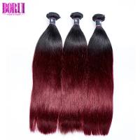 China Virgin Natural Burgundy Hair 3 Bundles With 4*4 Lace Closure , Straight Hair Bundles With Closure for sale