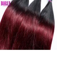 China Virgin Natural Burgundy Hair 3 Bundles With 4*4 Lace Closure , Straight Hair Bundles With Closure for sale