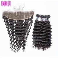 China 13*6 Virgin Baby Hair Deep Wave Human Hair Lace Frontal 3 Bundles With Closure for sale