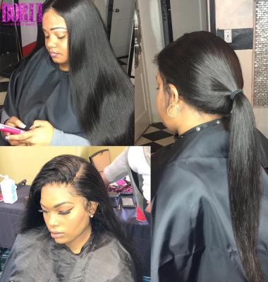 China Brazilian Untreated 12a Straight Human Hair , 13 * 6 Swiss Lace Frontal for sale