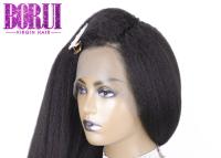 China Kinky Straight Human Frontal Wigs Glueless Swiss Lace Frontal Natural Colors for sale