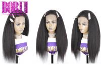 China Kinky Straight Human Frontal Wigs Glueless Swiss Lace Frontal Natural Colors for sale