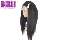 China Malaysian Preplucked Kinky Straight Lace Frontal , Virgin Long Lace Front Wigs Human Hair for sale