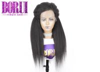 China Malaysian Preplucked Kinky Straight Lace Frontal , Virgin Long Lace Front Wigs Human Hair for sale