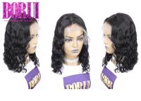 China 180 Density Human Hair Lace Front Wigs Pre Plucked Malaysian Water Wave Bob Wigs for sale
