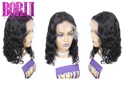 China 180 Density Human Hair Lace Front Wigs Pre Plucked Malaysian Water Wave Bob Wigs for sale