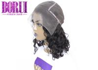 China Natural Hairline With Baby Hair Short Water Wave Bob , Human Front Lace Wigs for sale