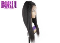 China Pre Plucked Yaki Straight Human Hair Wig Kinky Straight Glueless Full Lace Wig for sale