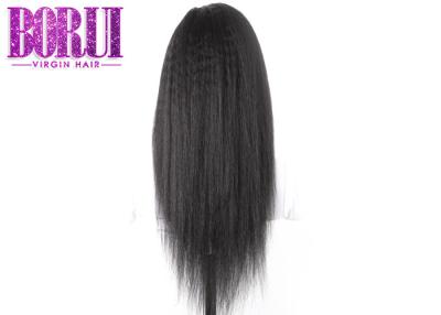 China Pre Plucked Yaki Straight Human Hair Wig Kinky Straight Glueless Full Lace Wig for sale