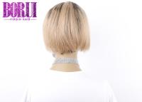 China Short Colored Bob Wigs Pixie Cut Straight Lace Frontal Wig Pre Plucked #1B 27 for sale