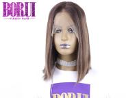China 180% Density Mix Color Virgin Hair , Straight Pre Plucked Full Lace Wig for sale