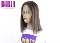 China 180% Density Mix Color Virgin Hair , Straight Pre Plucked Full Lace Wig for sale
