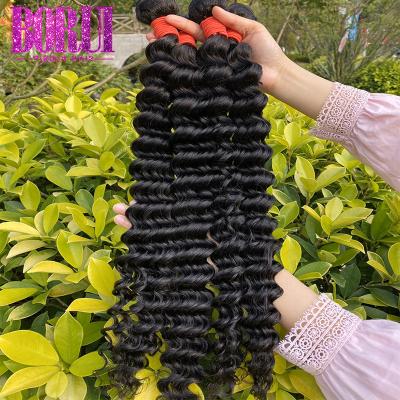 China Virgin Raw Brazilian Deep Wave Bundle Deals With Closure Double Drawn Cuticle Aligned Hair for sale
