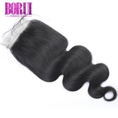 China Pre Plcuked Human Hair Lace Closure Hd Transparent Lace Brazilian Body Wave for sale