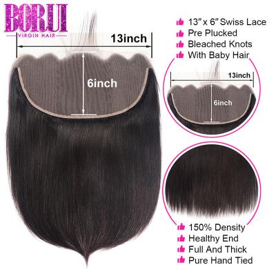 China Pre Plucked 13x6 Virgin Human Hair , Transparent  Lace Frontal With Baby Hair for sale