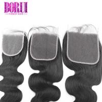China Body Wave Raw Virgin Human Hair Transparent Lace Closure Natural Color Free Part for sale