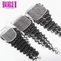 China Raw Human Hair Lace Closure No Shedding Tangle Swiss Lace 4*4 Deep Wave for sale