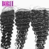 China Raw Human Hair Lace Closure No Shedding Tangle Swiss Lace 4*4 Deep Wave for sale