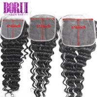 China Raw Human Hair Lace Closure No Shedding Tangle Swiss Lace 4*4 Deep Wave for sale