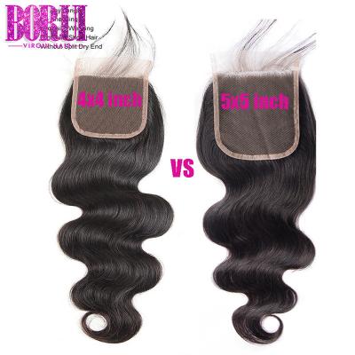 China 4 * 4 5 * 5 6 * 6 Lace Closure , Brazilian Pre Plucked Hair With Baby Hair Soft for sale