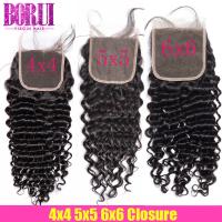 China Brazilian Transparent Lace Closure , Deep Curly Lace Closure With Baby Hair ALL Color for sale