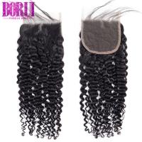 China Brazilian Transparent Lace Closure , Deep Curly Lace Closure With Baby Hair ALL Color for sale