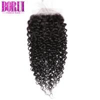 China 4*4 5*5 6*6 Brazilian Deep Curly Human Hair , Lace Closure With Baby Hair for sale