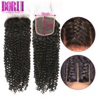 China 4*4 5*5 6*6 Brazilian Deep Curly Human Hair , Lace Closure With Baby Hair for sale