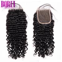 China 4*4 5*5 6*6 Brazilian Deep Curly Human Hair , Lace Closure With Baby Hair for sale