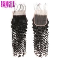 China Free Part Human Hair Lace Closure Deep Curly With Baby Hair Length 8-24 for sale