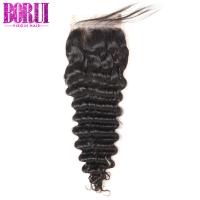 China Brazilian Deep Wave Closure Natural Color With Baby Hair Environmentally Friendly for sale