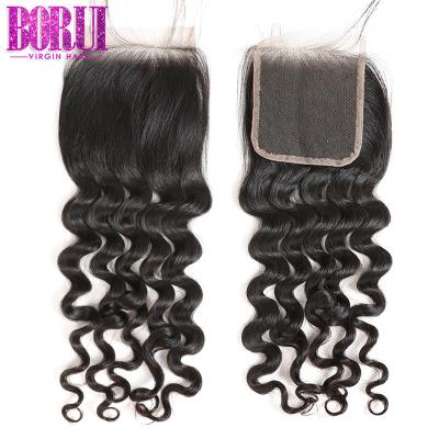 China HD Brazilian Human Hair Lace Closure Loose Wave Environmentally Friendly for sale