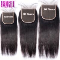 China 4*4 5*5 6*6 Brazilian Straight Lace Closure , Natural Hairline Wigs With Baby Hair for sale