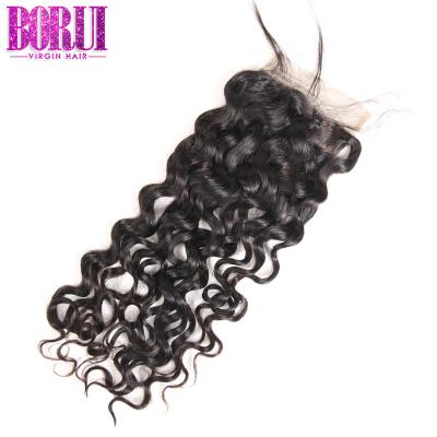 China Eco Friendly Human Hair Lace Closure Natrual Parting Water Wave All Color for sale