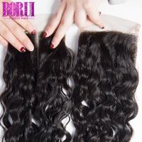 China Brazilian Human Hair Lace Closure Free Part Water Wave With Baby Hair HD Lace for sale