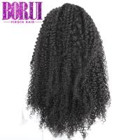 China 300-350g Custom Lace Wigs Pre Plucked Kinky Curly Soft Smooth Full Density Transparent Lace for sale
