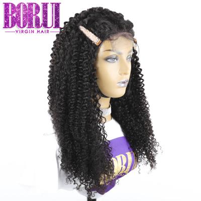 China Indian Human Hair , Custom Kinky Curly Lace Closure Wig With Baby Hair 250% Density for sale
