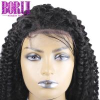 China Indian Human Hair , Custom Kinky Curly Lace Closure Wig With Baby Hair 250% Density for sale
