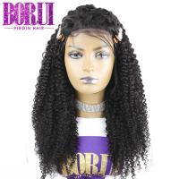China Indian Human Hair , Custom Kinky Curly Lace Closure Wig With Baby Hair 250% Density for sale