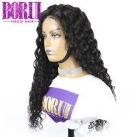 China Handmade Indian Curly Human Hair Lace Closure Wig Water Wave Pre-plucked for sale