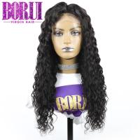 China Handmade Indian Curly Human Hair Lace Closure Wig Water Wave Pre-plucked for sale