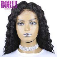 China Handmade Indian Curly Human Hair Lace Closure Wig Water Wave Pre-plucked for sale